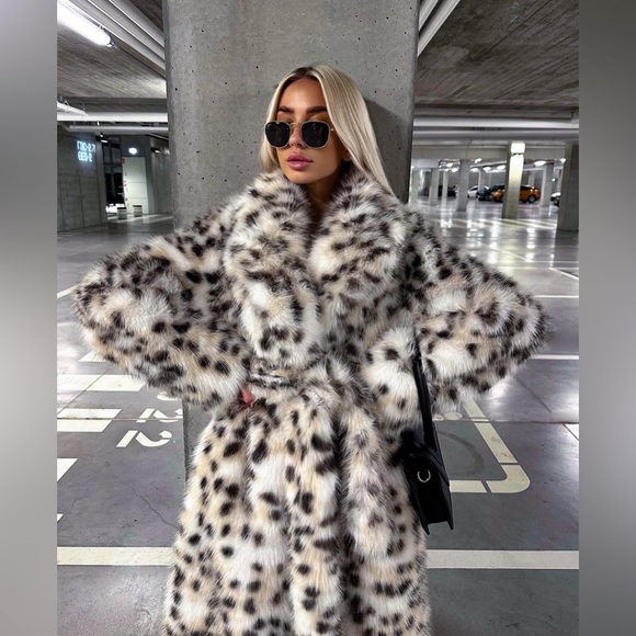 Jackets & Coats | Luxury Faux Fur Coat Maxi Leopard Print Fashionable ...